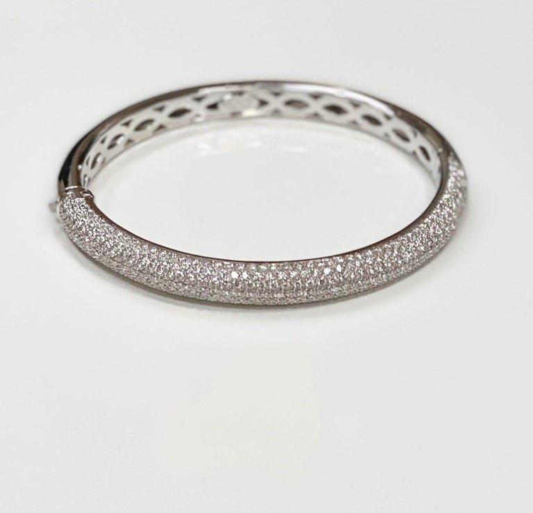 Leo Pizzo 18 Karat White Gold Diamond Bangle For Sale at 1stDibs