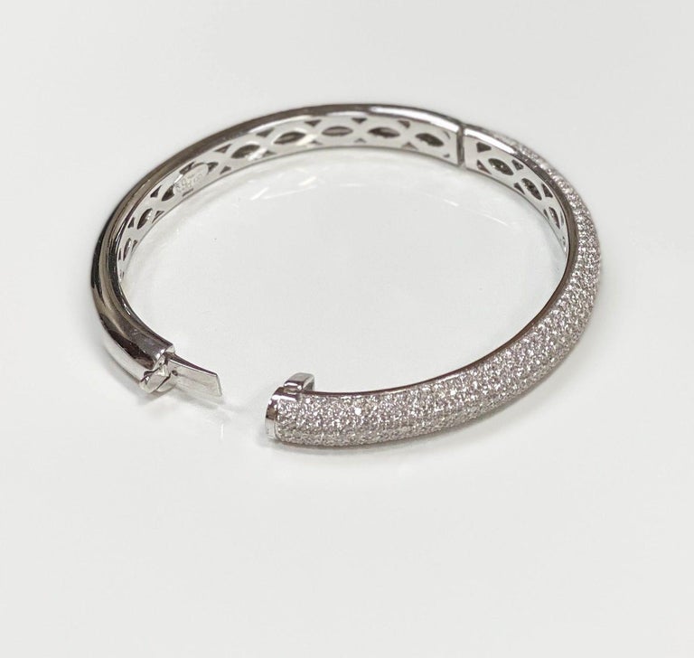 Leo Pizzo 18 Karat White Gold Diamond Bangle For Sale at 1stDibs