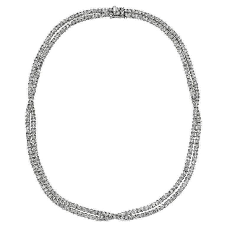 Leo Pizzo Diamond Double Line Twist Necklace For Sale at 1stDibs