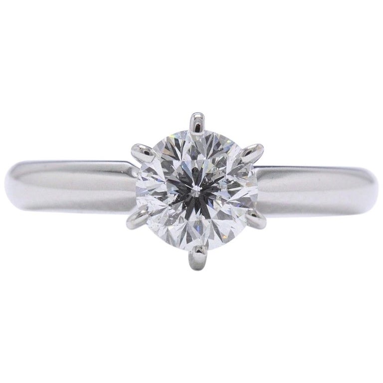 Leo Round Brilliant Diamond Solitaire Engagement Ring 0.97 CT 14KT WG ...
