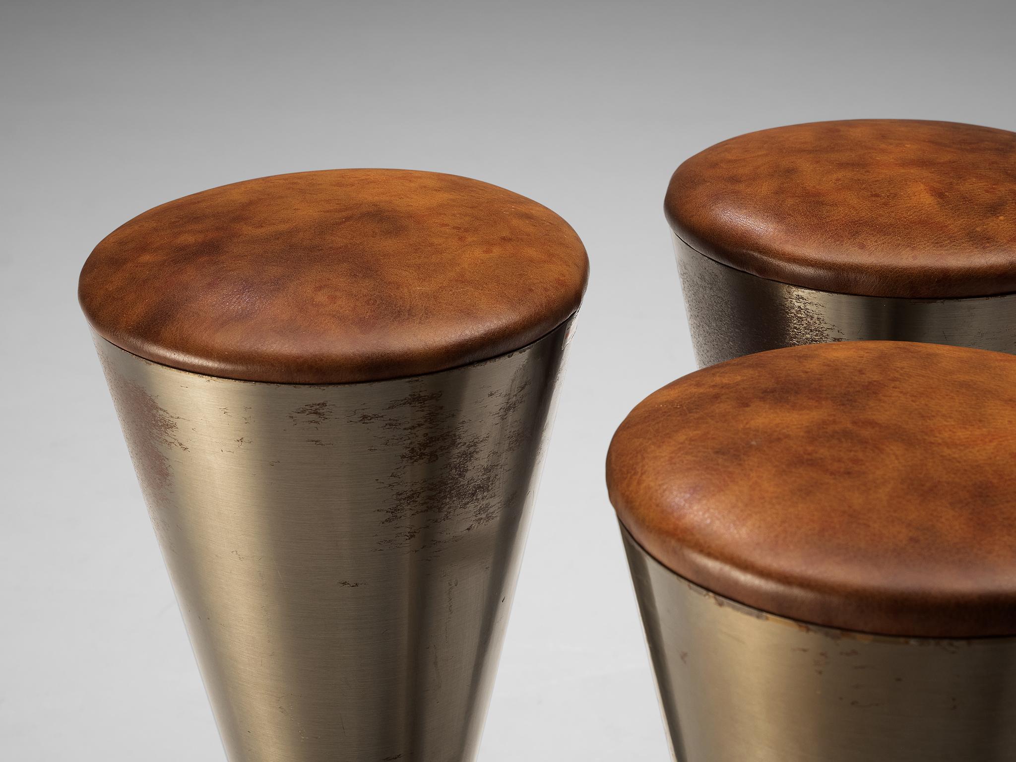 Leo Thafvelin for Johanson Design Set of Three Bar Stools in Steel For ...