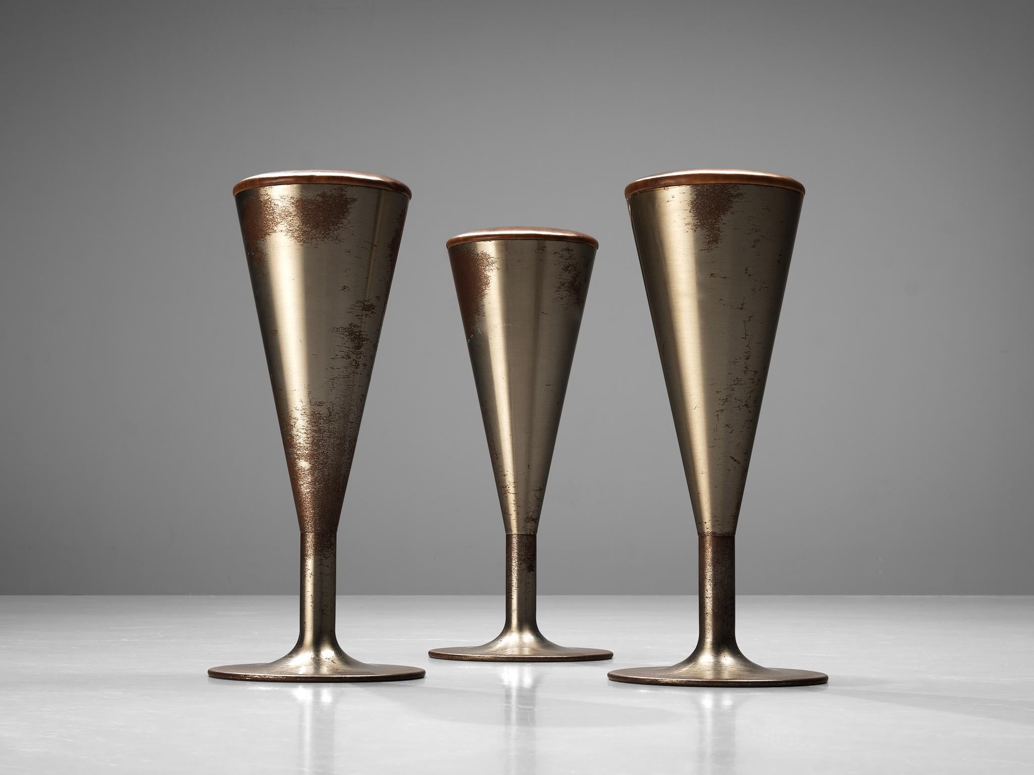 Leo Thafvelin for Johanson Design Set of Three Bar Stools in Steel For ...