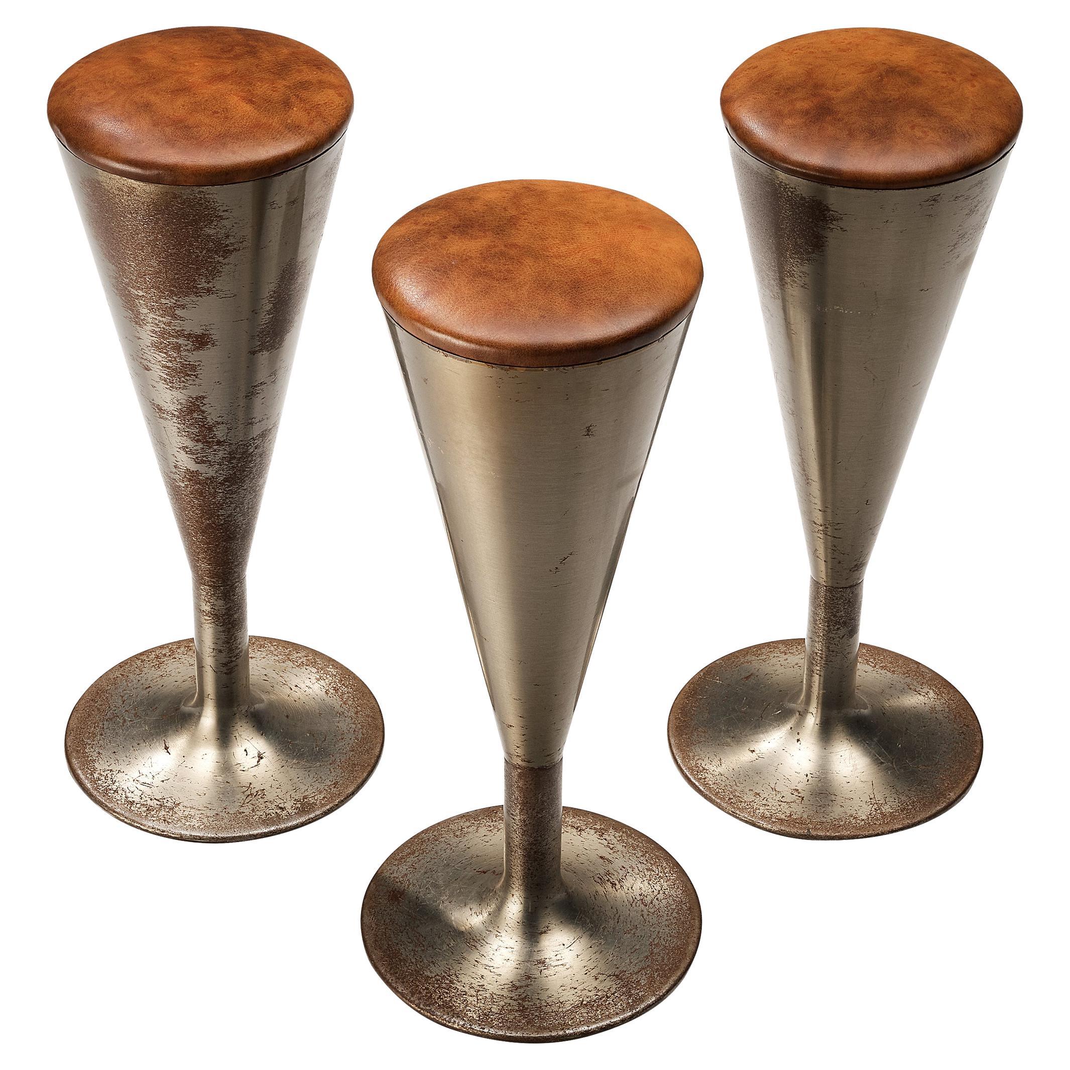 Leo Thafvelin for Johanson Design Set of Three Bar Stools in Steel For ...