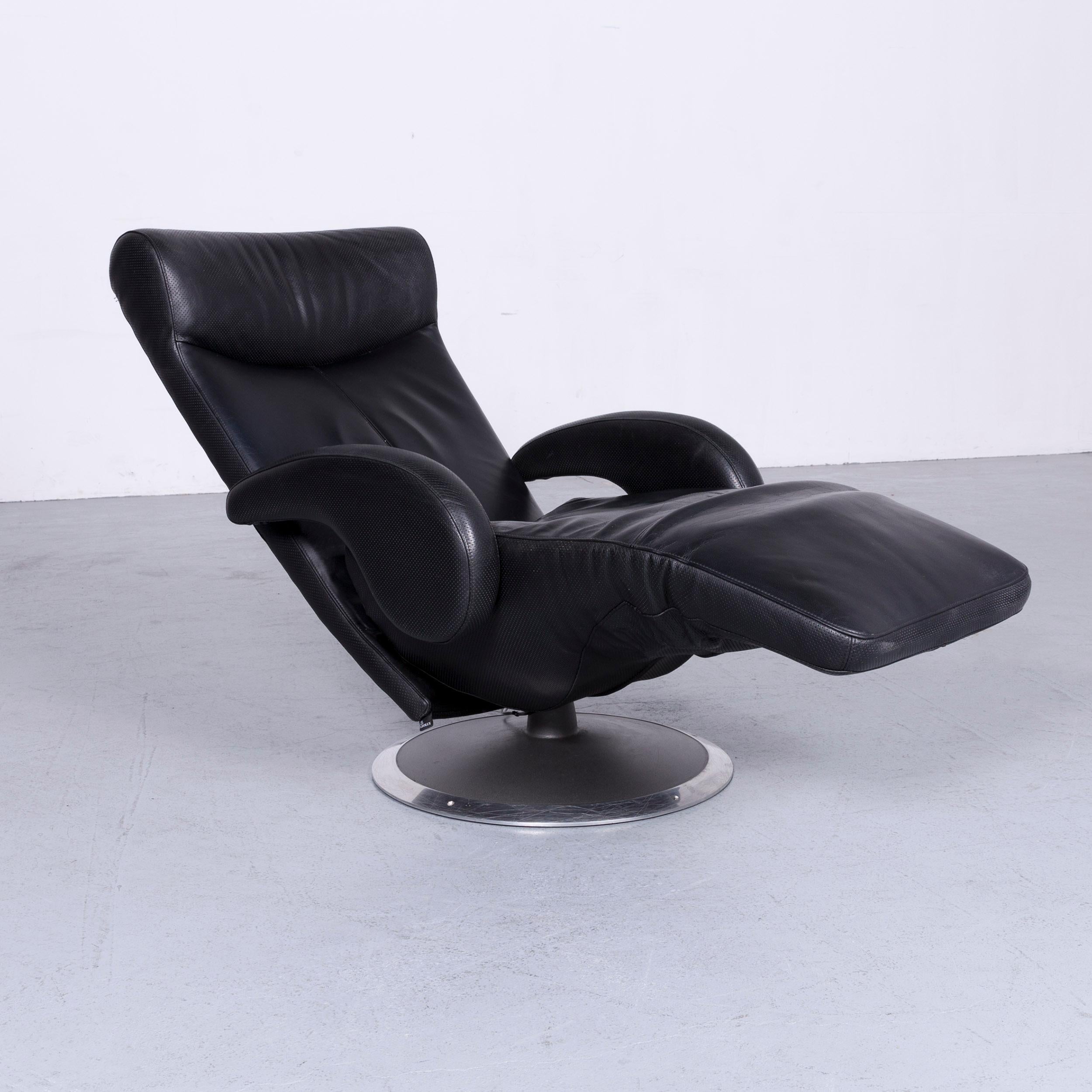 Leolux Helical Designer Fauteuil en cuir noir Fauteuil de relaxation à ...