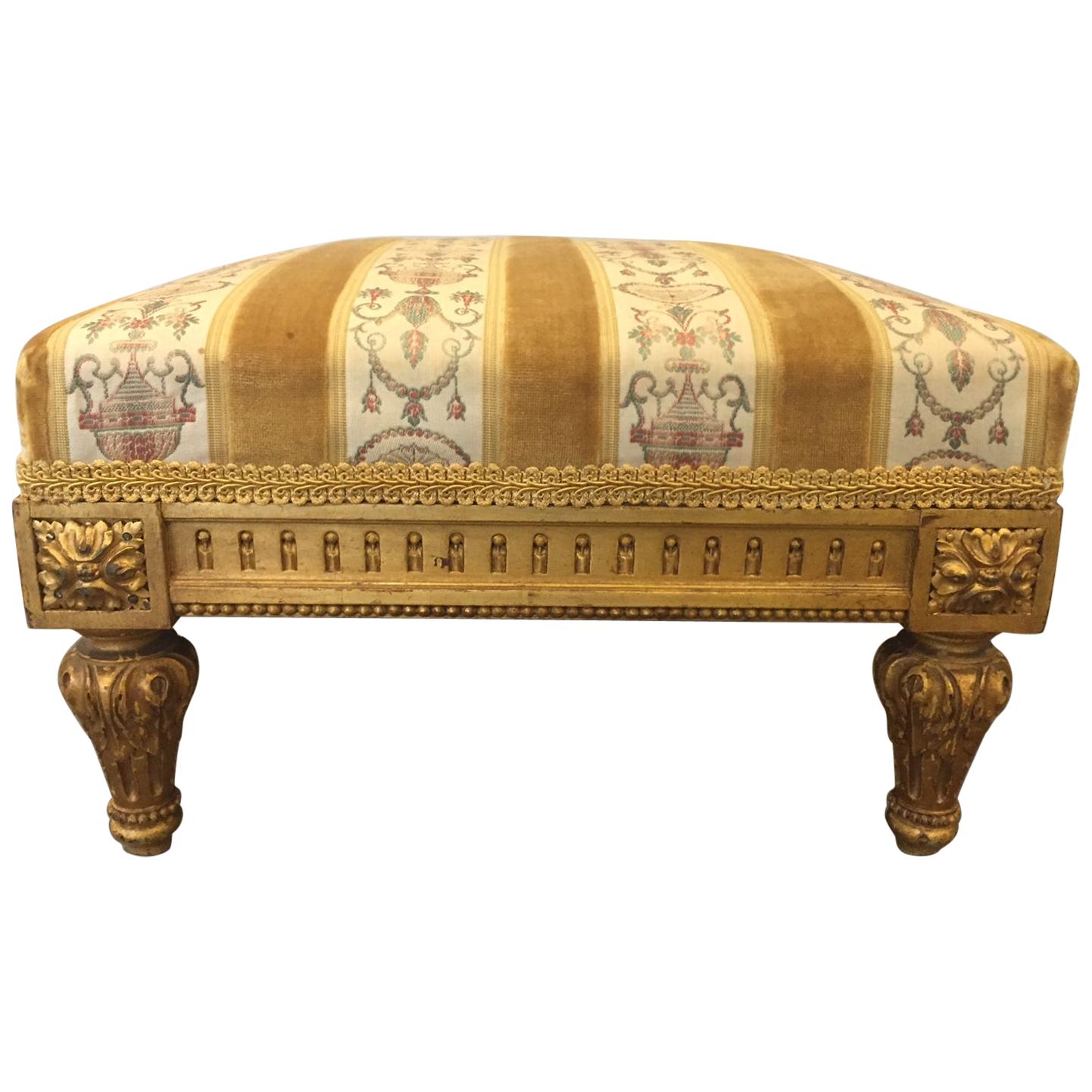 French Provincial Carved Footstool For Sale at 1stDibs