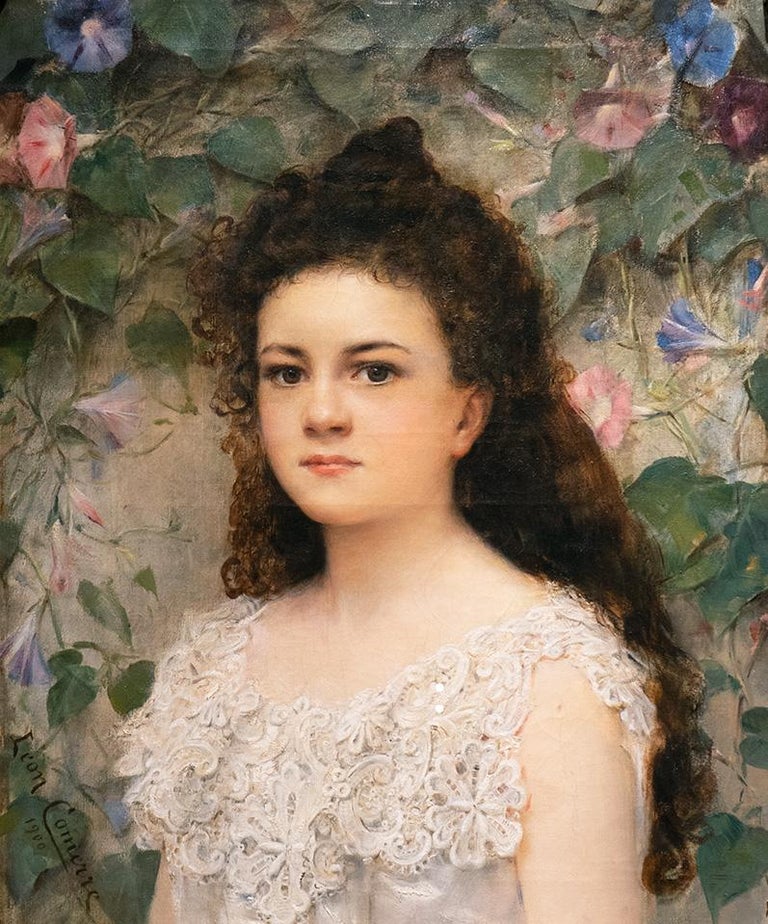 Léon-François Comerre - Portrait of a Young Girl in Lace Blouse by Léon ...