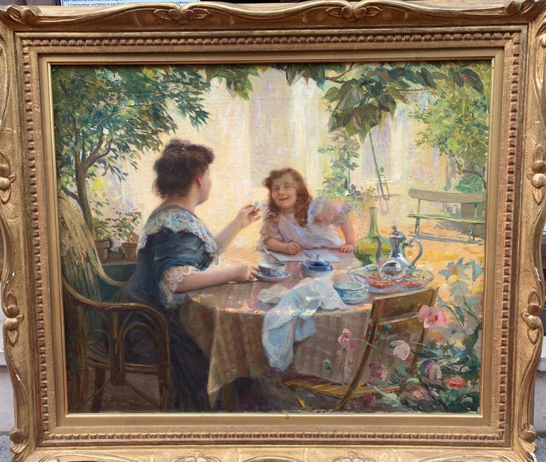 Léon Mayet - Lunch In The Garden Signed Leon Mayet Dated 1909 at 1stDibs