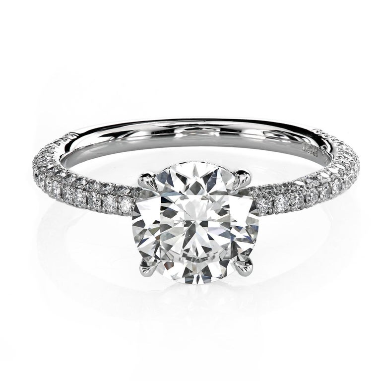 Leon Megé 413 Platinum Solitaire with a Round Diamond with Micro Pave ...