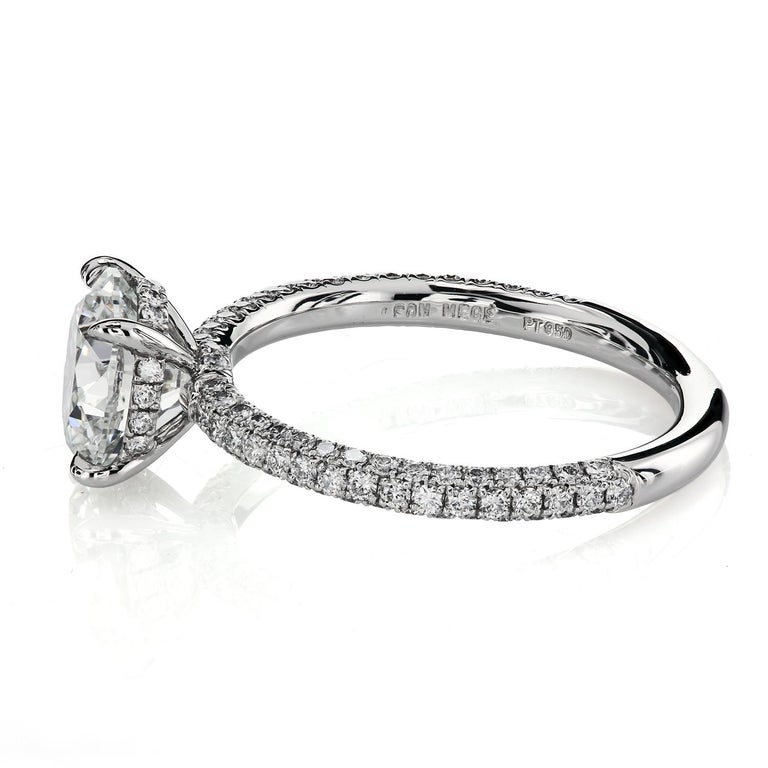 Leon Megé 413 Platinum Solitaire with a Round Diamond with Micro Pave ...