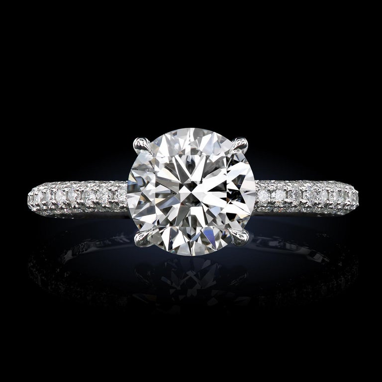 Leon Megé 413 Platinum Solitaire with a Round Diamond with Micro Pave ...