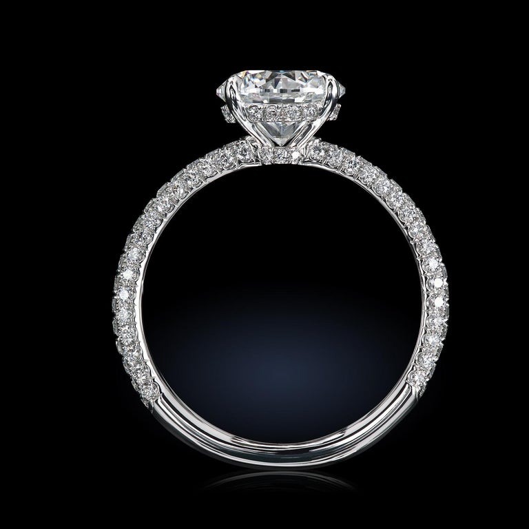Leon Megé 413 Platinum Solitaire with a Round Diamond with Micro Pave ...