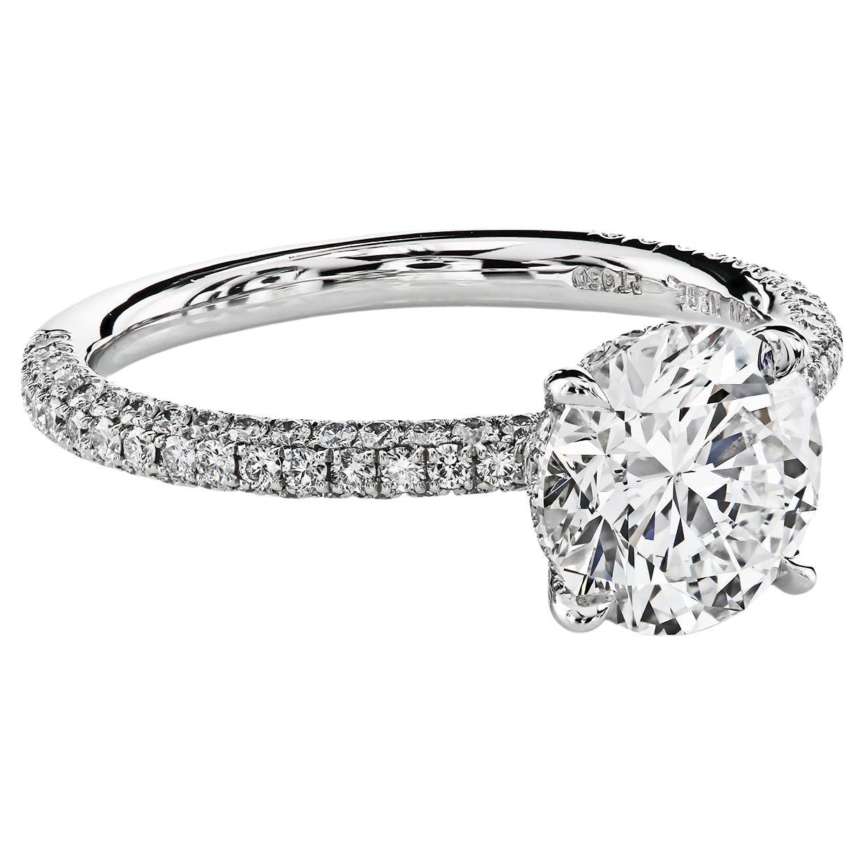 Diamond Solitaire with Sapphire Side Stones at 1stDibs