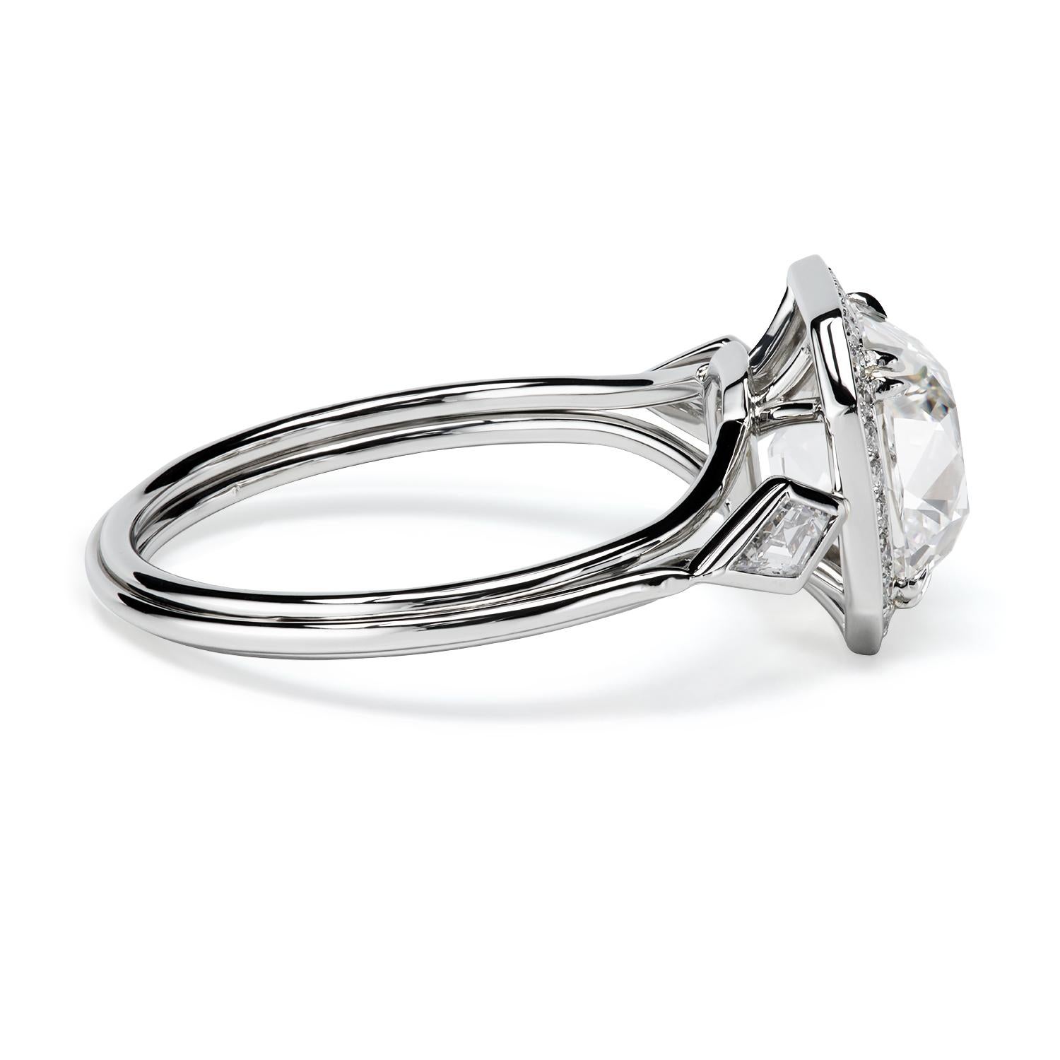 Leon Megé Art Deco Reproduction Ring with Cushion Diamond and Bright ...