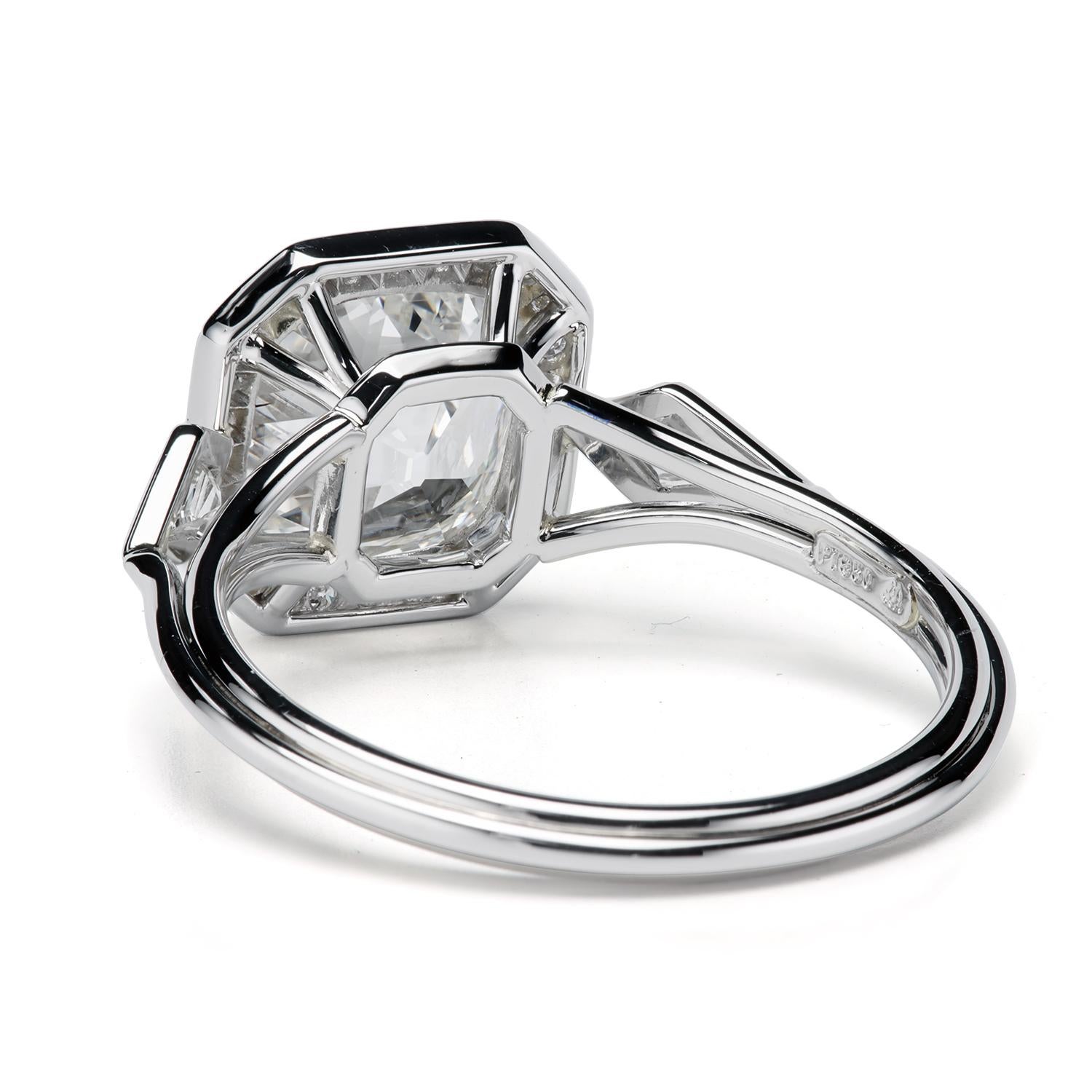 Leon Megé Art Deco Reproduction Ring with Cushion Diamond and Bright ...