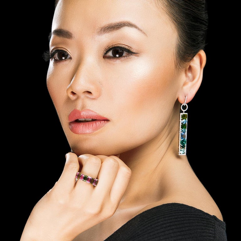 Leon Mege couture tourmaline aquamarine sapphire diamond platinum ...