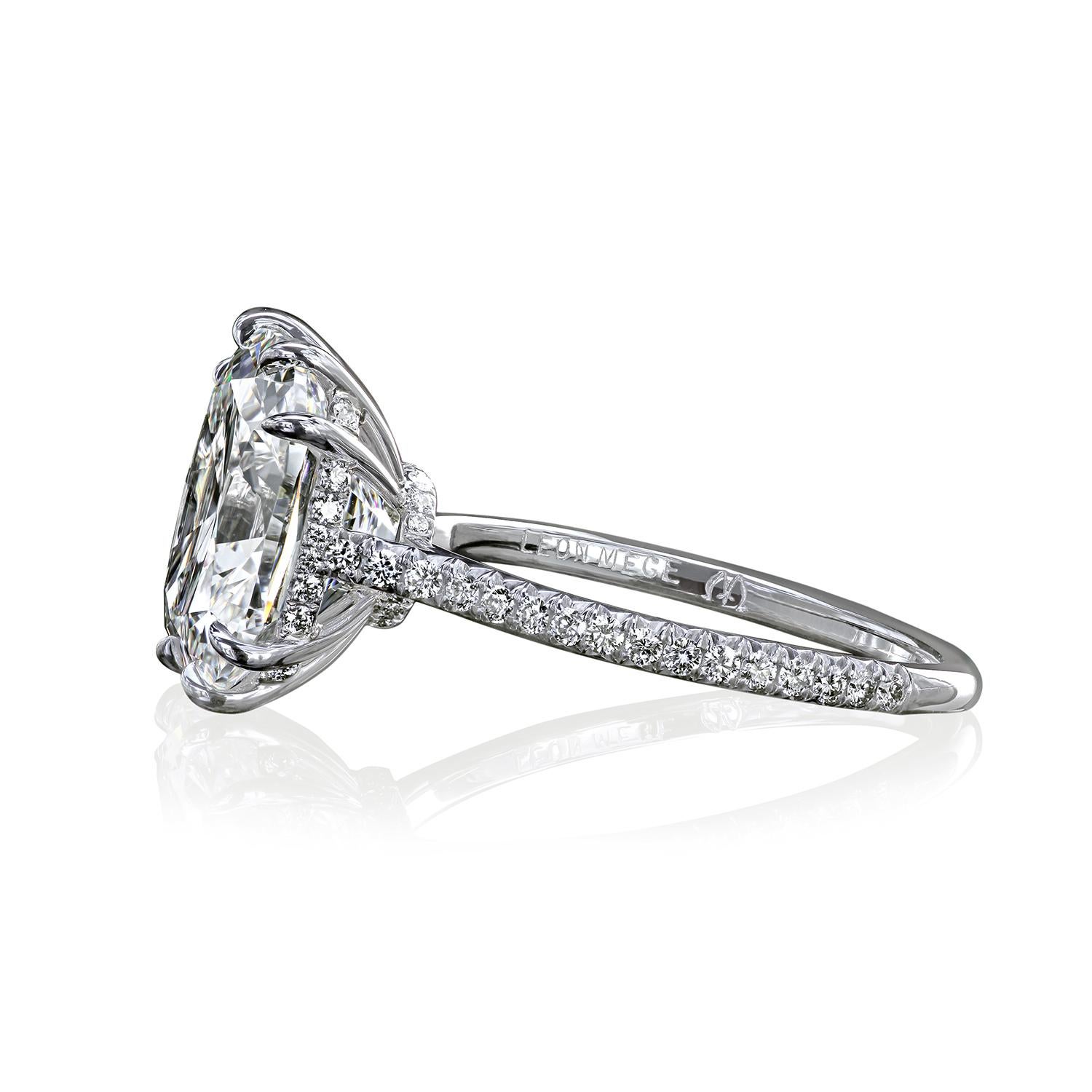 Leon Megé Custom Made Antique Cushion Diamond Engagement Micro Pave ...