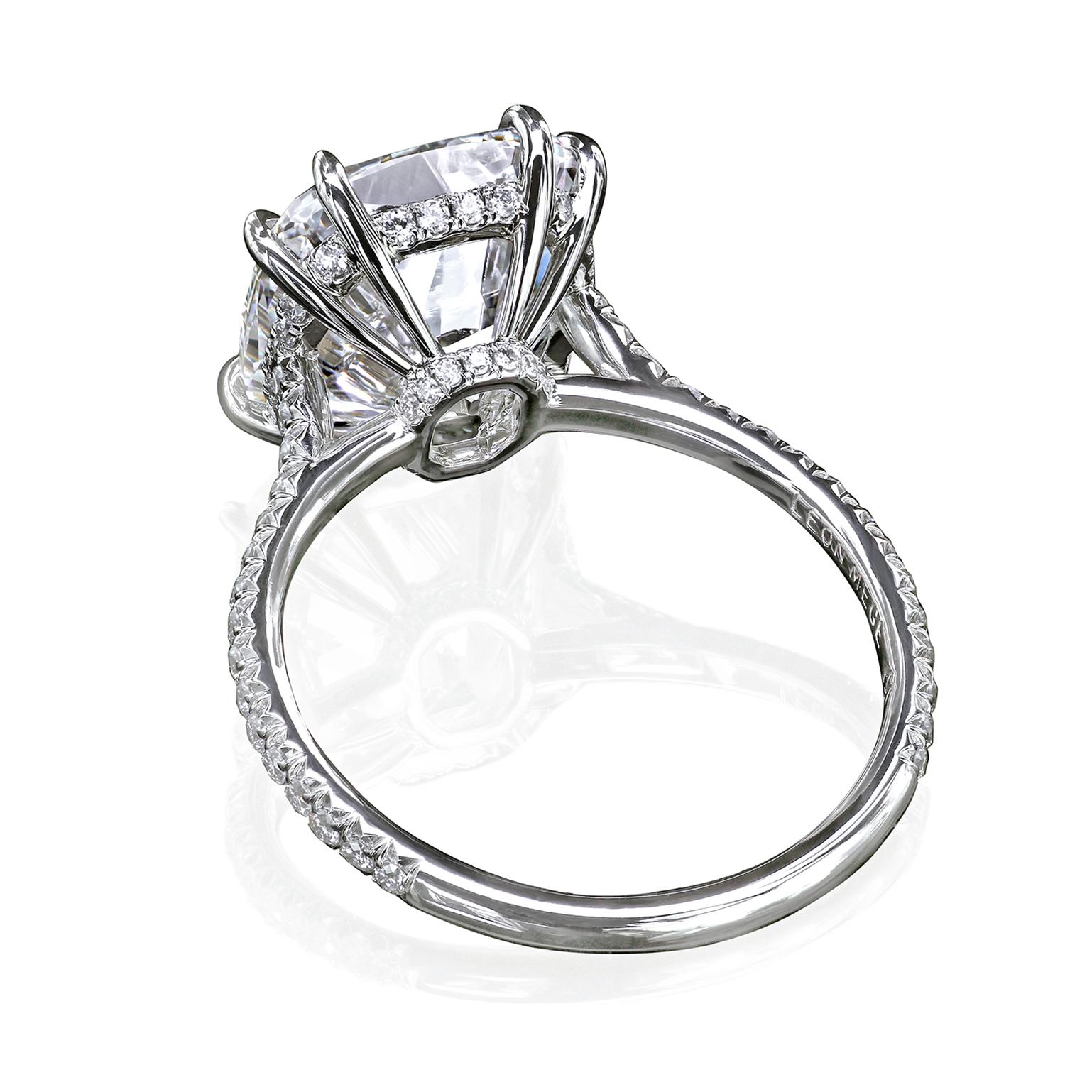 Leon Megé Custom Made Antique Cushion Diamond Engagement Micro Pave ...