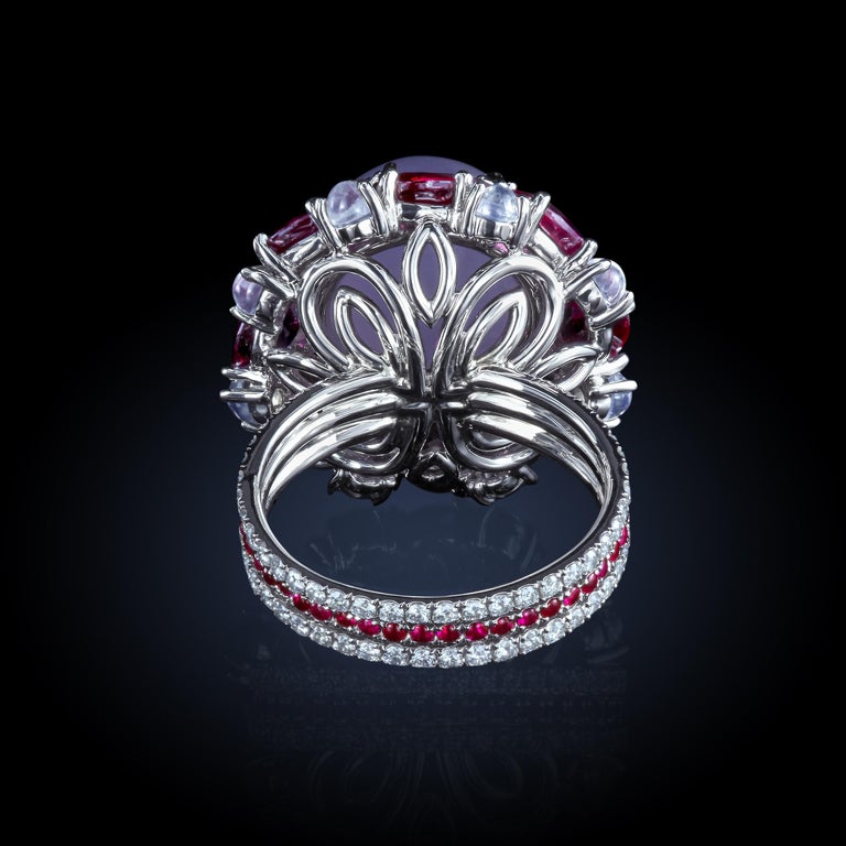 Leon Megé GIA Cert Natural Cabochon Star Sapphire Ruby Diamond ...