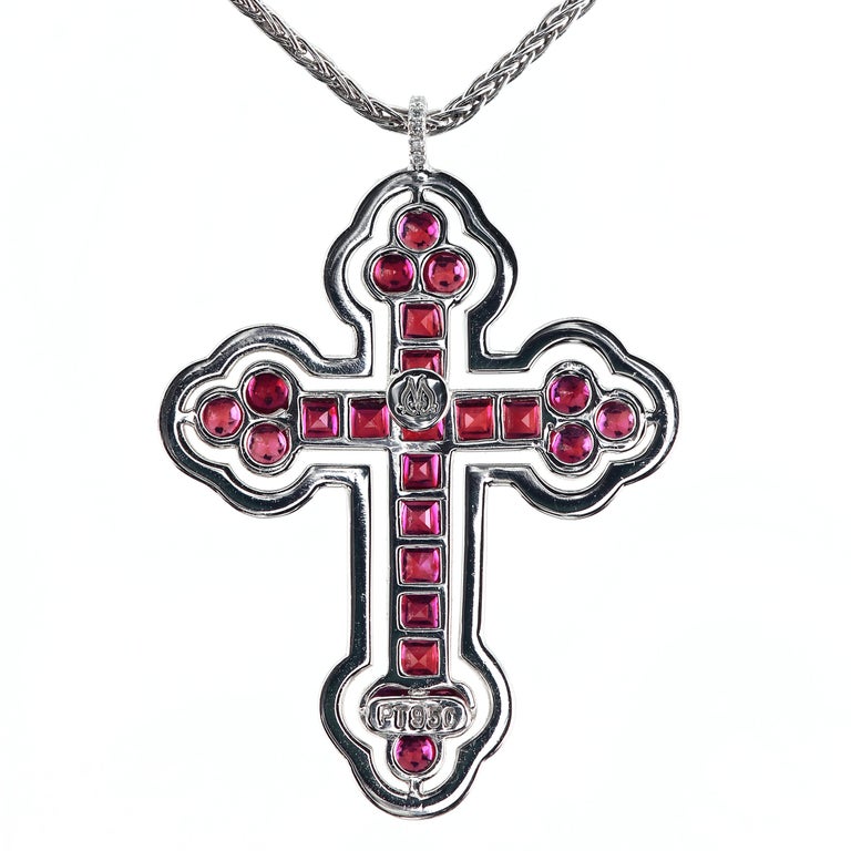 Leon Mege Greek Orthodox Cross with Rubies and Diamonds in Platinum at ...