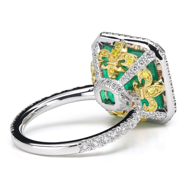 Leon Megé Micro Pave Halo Ring with a Certified 8.49 Ct Colombian ...