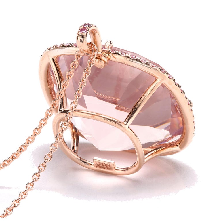 Rosa Diamanten-Halo-Anhänger von Megé mit natürlichem rosa Morganit im ...