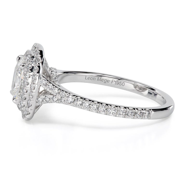 Leon Megé Platinum Double Halo Ring with 0.70ct Antique Cut Cushion ...
