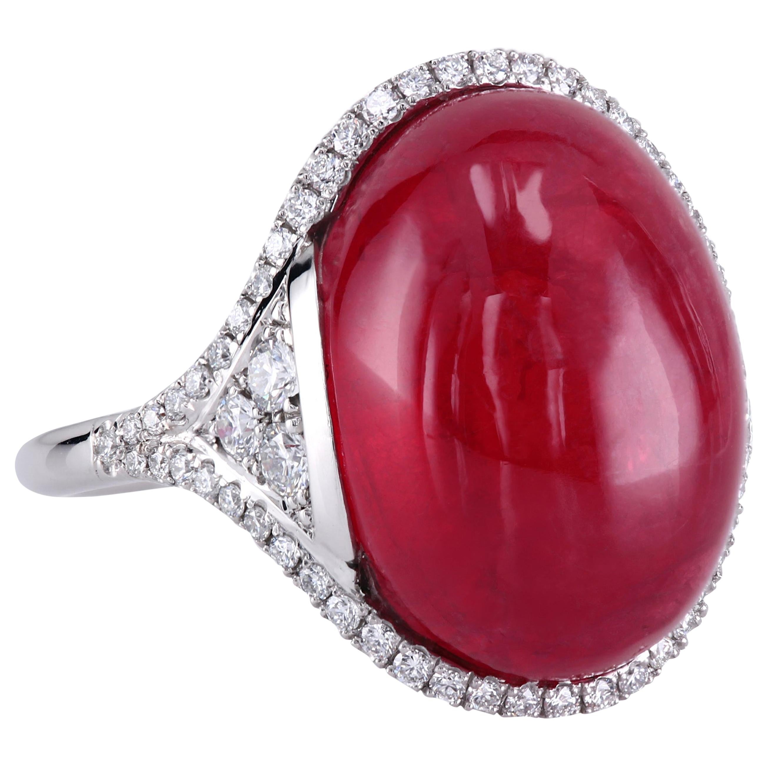 Leon Mege 13.22 Carat Moonstone Cab Ring with Diamonds in Platinum at ...