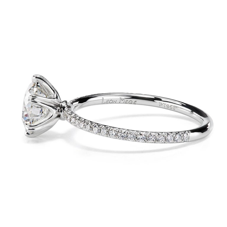 Leon Mege six prongs platinum solitaire ring with 2.00-carat round ...