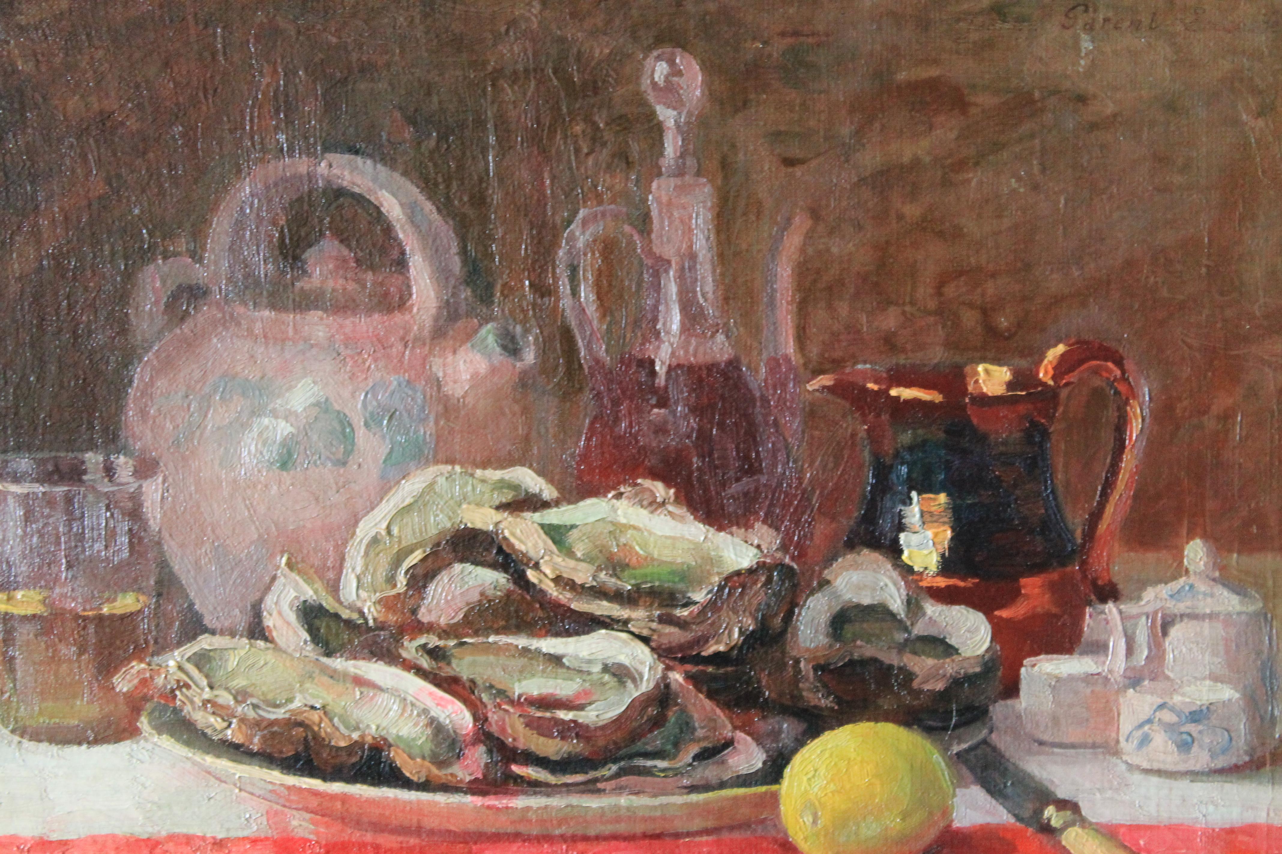Leon Parent - French oil painting, antique still life painting of ...