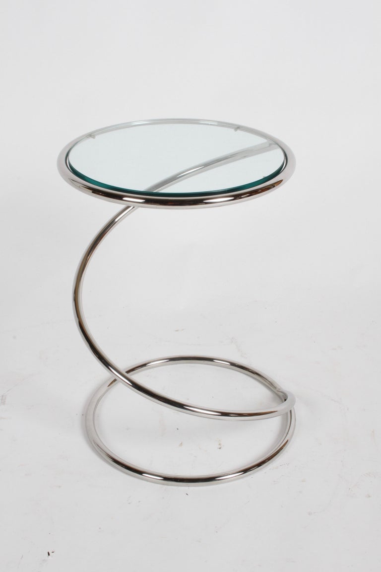Leon Rosen for Pace Collection Chrome and Glass Spring or Spiral Side ...
