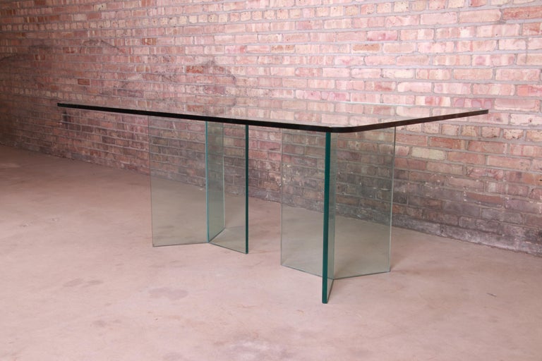 Leon Rosen for Pace Collection Hollywood Regency Glass Pedestal Dining ...