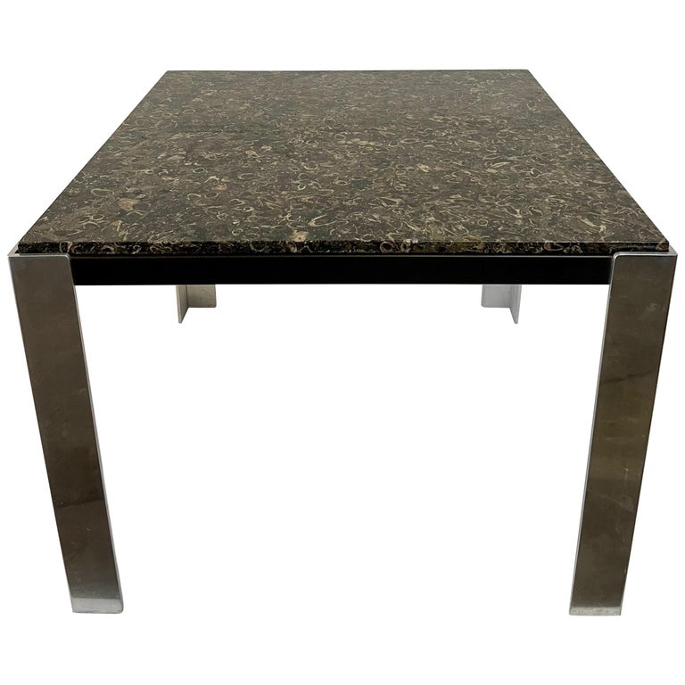 Leon Rosen for PACE Marble and Steel Game/ Card Table For Sale at 1stDibs