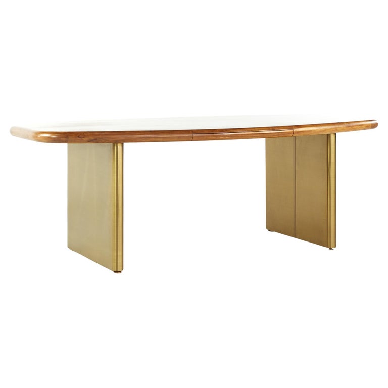 Leon Rosen for Pace Style Mid Century Brass and Burlwood Desk For Sale ...