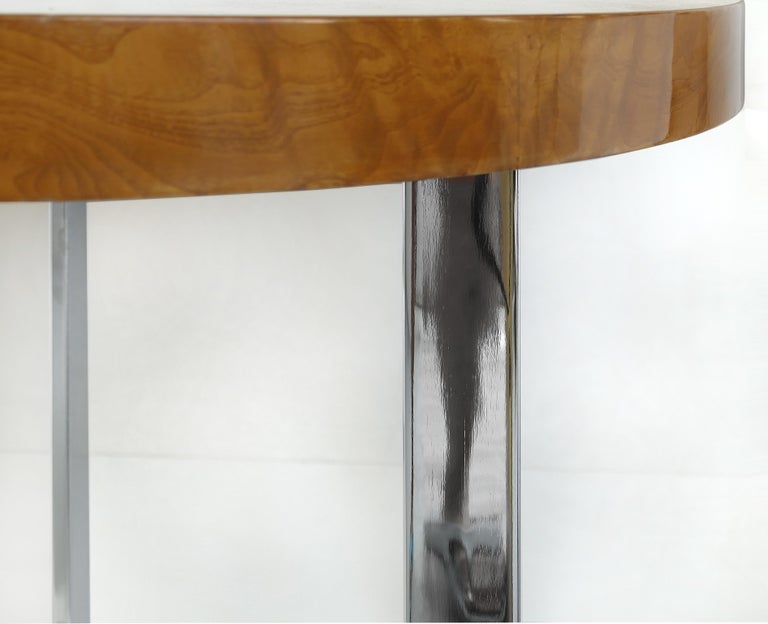 Leon Rosen Pace Collection Burl Wood Dining Table with Stainless Steel ...