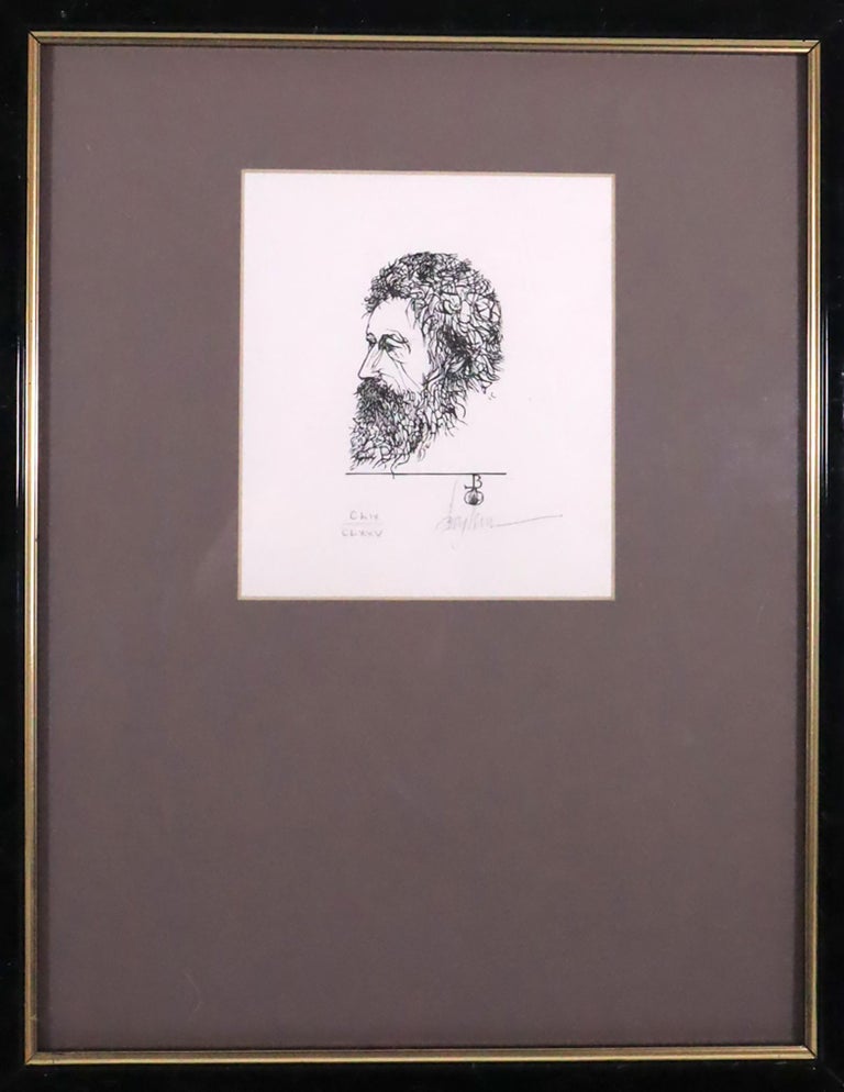 Leonard Baskin - Framed etching, portrait, signed and numbered For Sale ...