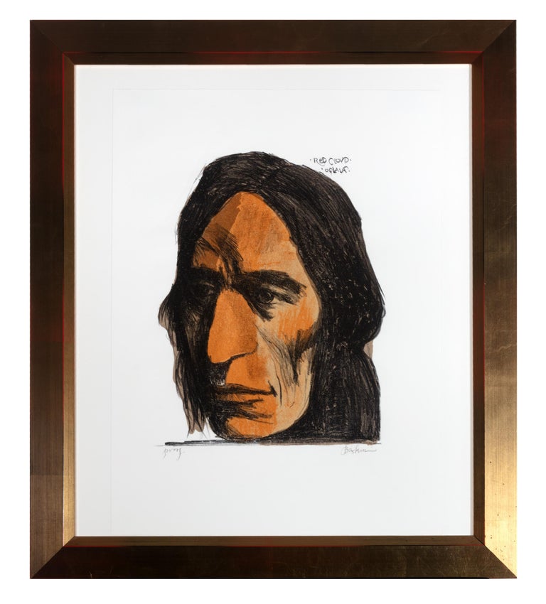 Leonard Baskin - "Red Cloud- Oglala, " Original Color Lithograph Proof ...