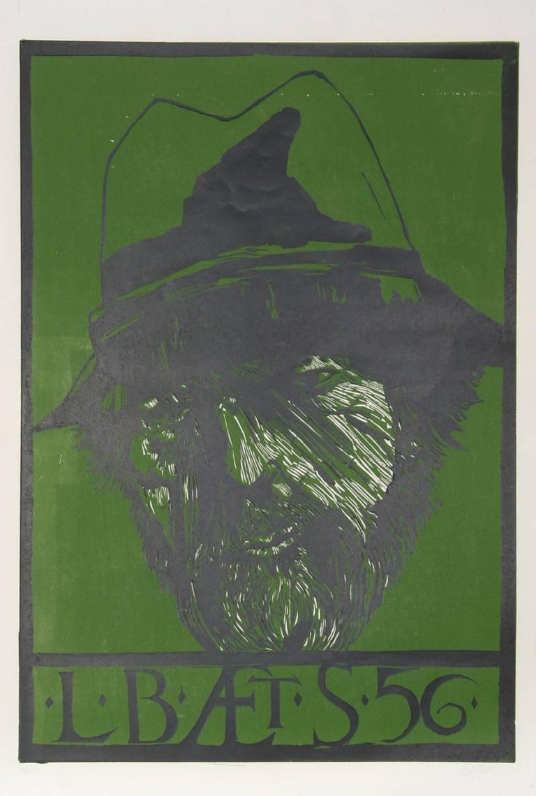 Leonard Baskin - Self Portrait, Woodcut by Leonard Baskin 1956 For Sale ...