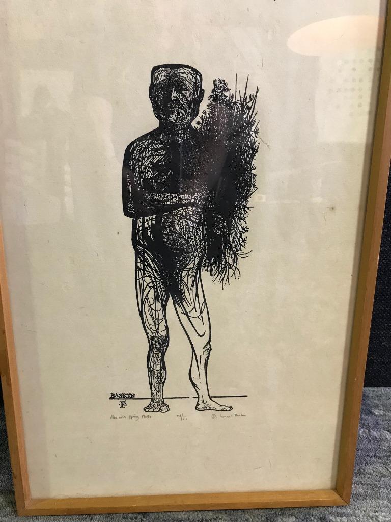 Leonard Baskin Signed Limited Edition Engraving Print Man with Spring ...
