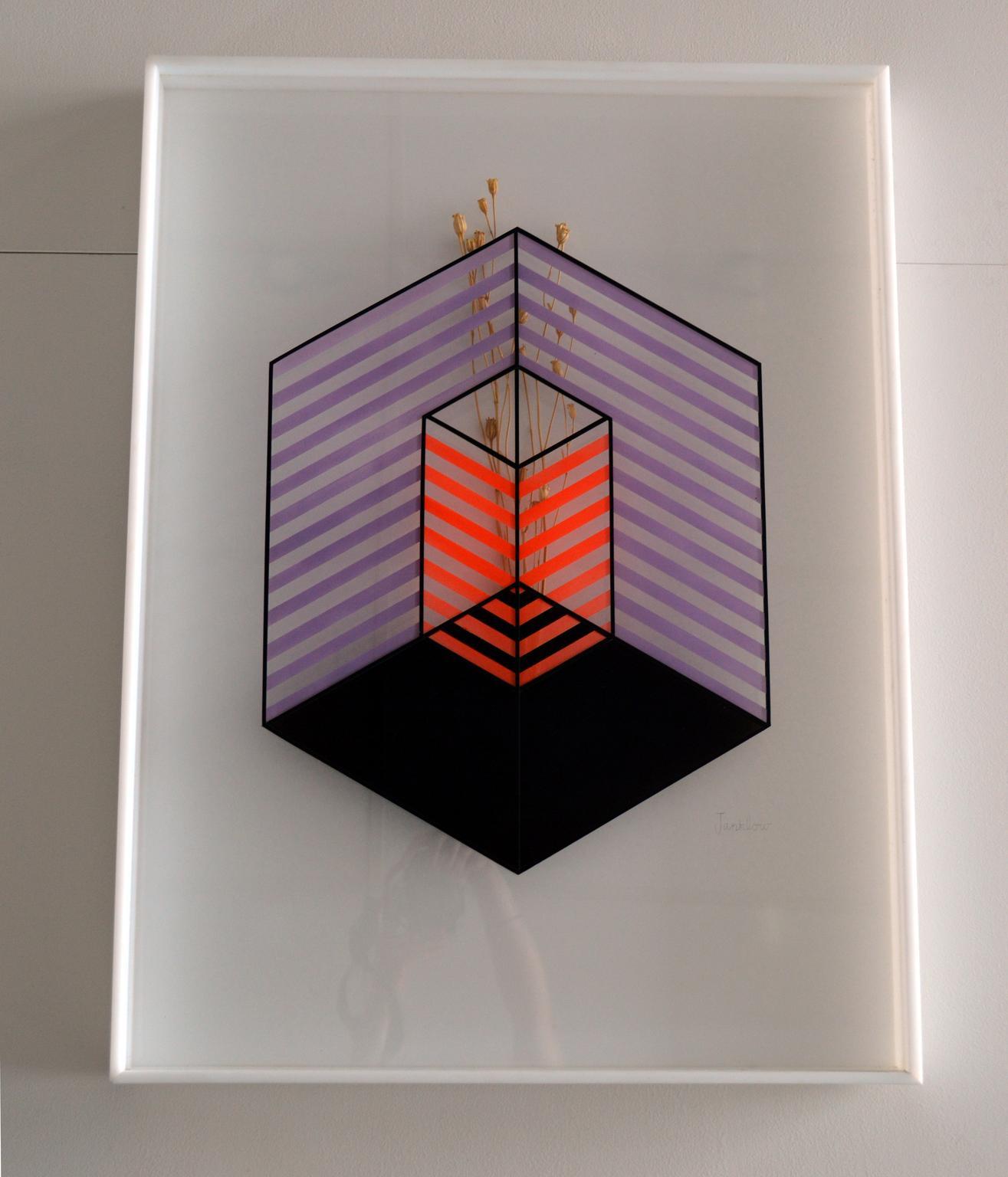 Acrylic Op Art by Leonard Janklow "Wheat" - Mixed-Media For Sale at 1stDibs