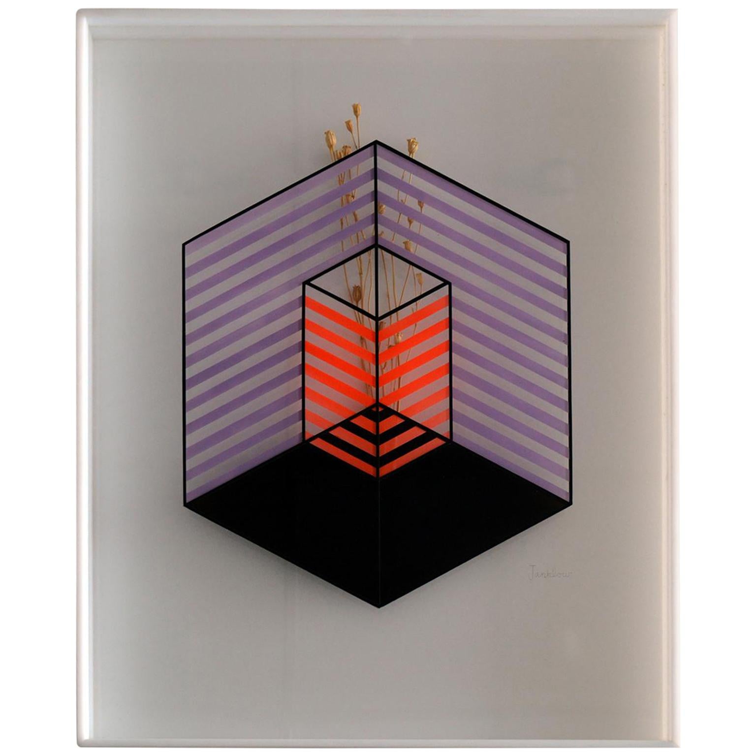 Acrylic Op Art by Leonard Janklow "Wheat" - Mixed-Media For Sale at 1stDibs