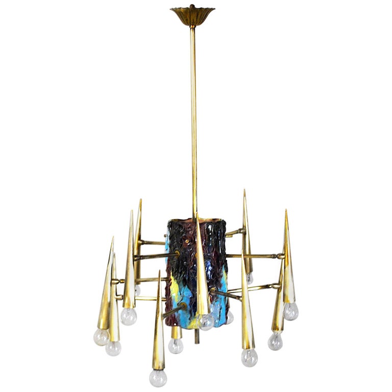 Leonardi Leoncillo Italian Sculpture Chandelier, 1950s for Lumi, Milano ...