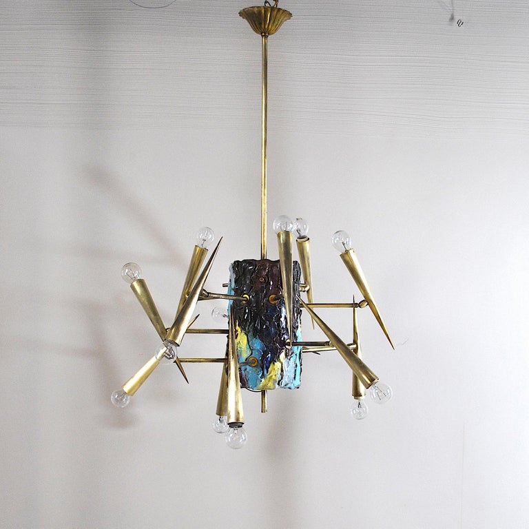 Leonardi Leoncillo Italian Sculpture Chandelier, 1950s for Lumi, Milano ...
