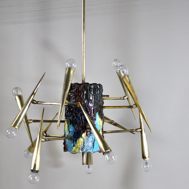 Leonardi Leoncillo Italian Sculpture Chandelier, 1950s for Lumi, Milano ...