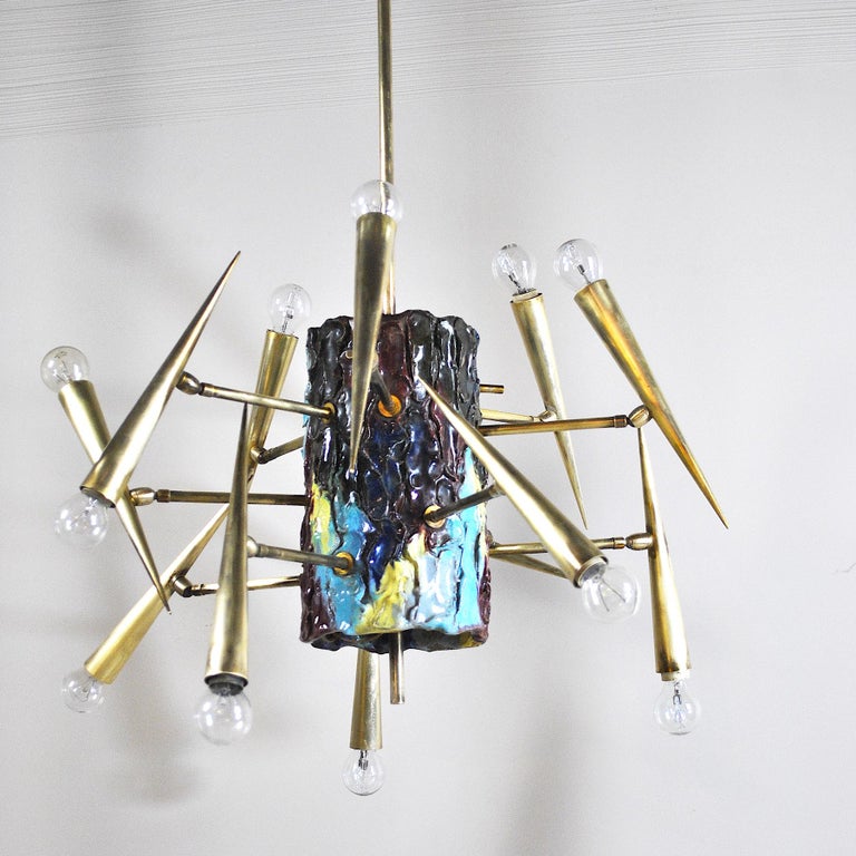 Leonardi Leoncillo Italian Sculpture Chandelier, 1950s for Lumi, Milano ...