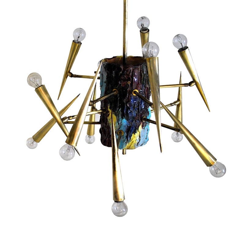 Leonardi Leoncillo Italian Sculpture Chandelier, 1950s for Lumi, Milano ...