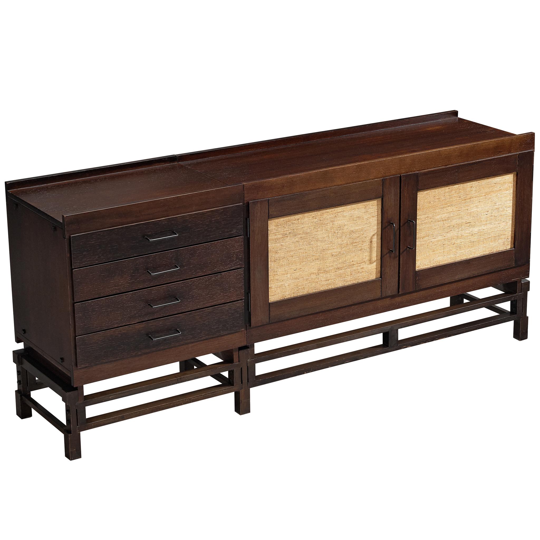 Ferdinando Meccani “Corinto” Sideboard In Wengé And Stained Oak, Italy ...