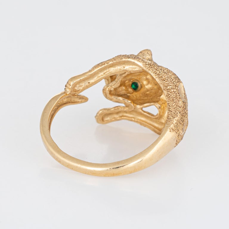 Leopard Cat Ring Vintage 14 Karat Yellow Gold Estate Fine Animal ...