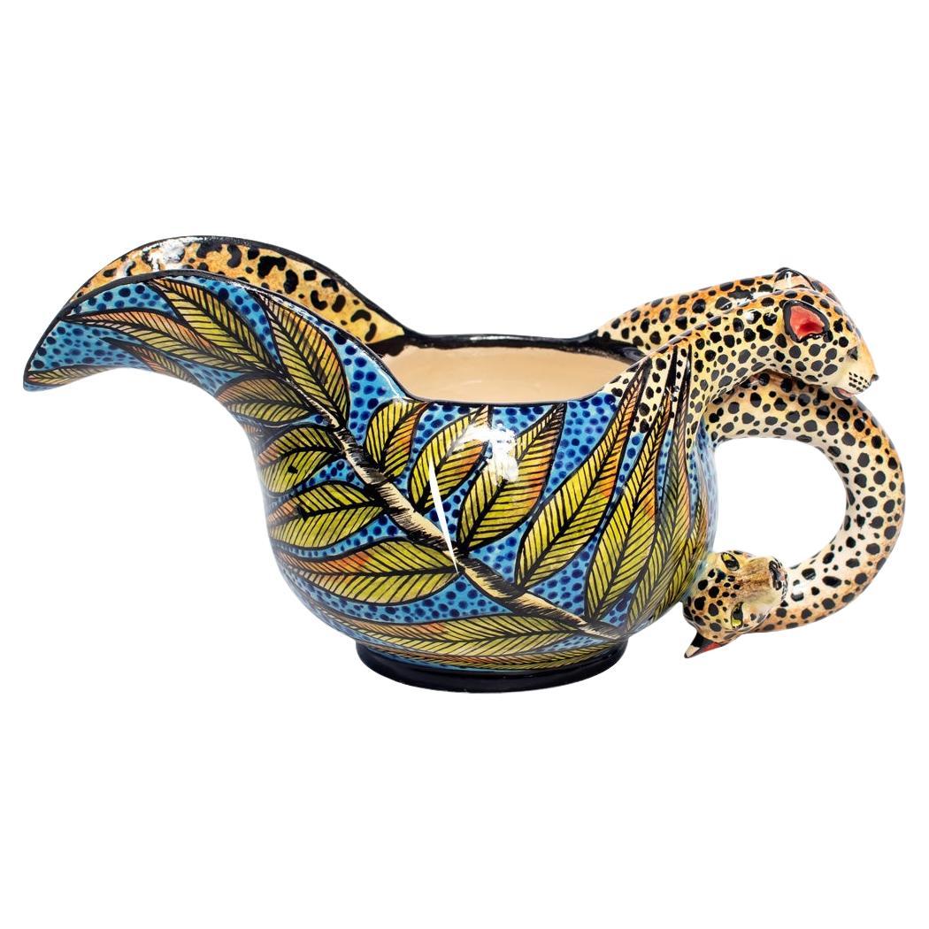 Leopard Ceramic Jug , hand made in South Africa For Sale at 1stDibs