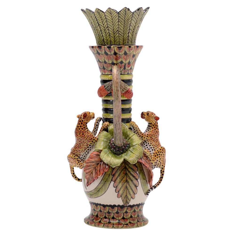 Leopard Ceramic Vase , hand made in South Africa For Sale at 1stDibs