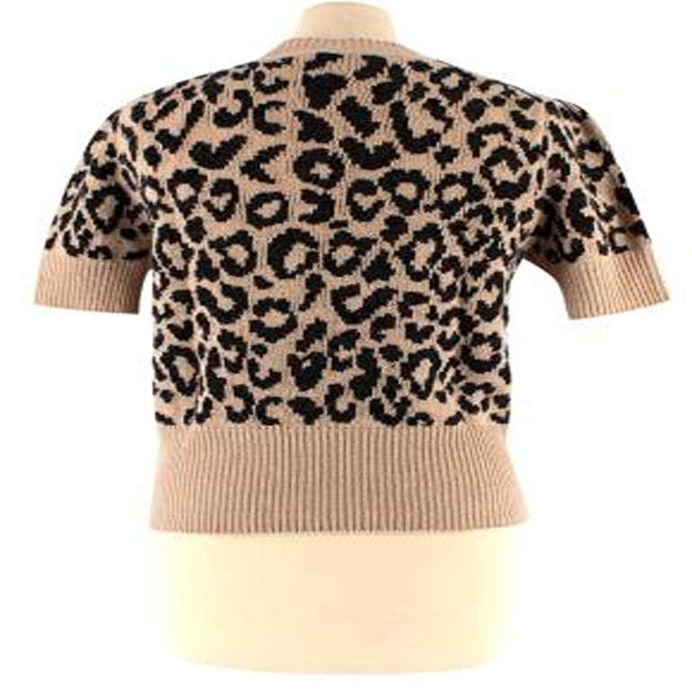 Leopard Print Beige Cashmere Knit Top For Sale at 1stDibs